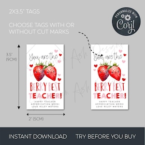 Berry Best Teacher Gift Tag Template, Printable Strawberry Teacher ...
