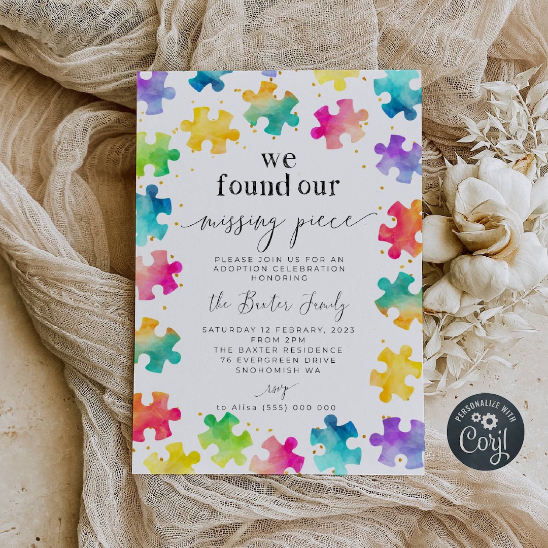 Missing Piece Adoption Announcement Template, Printable Adoption Party ...