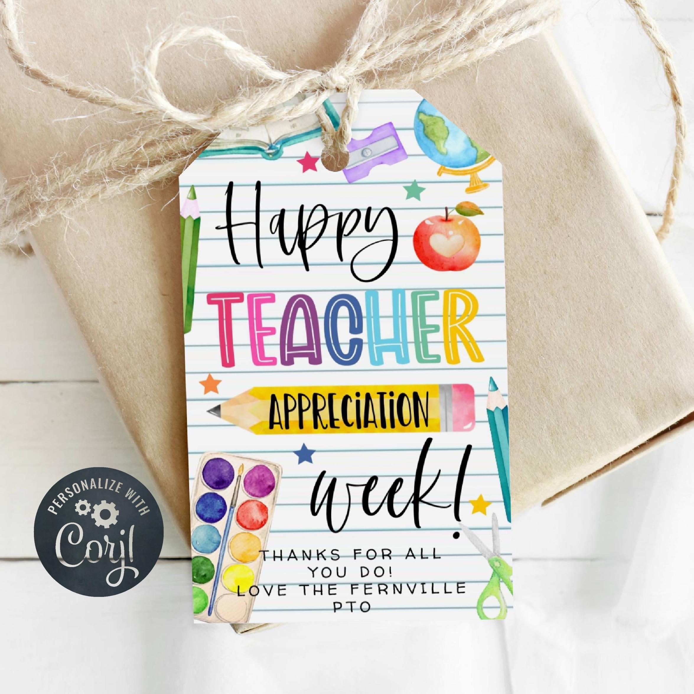 Teacher Appreciation Week Gift Tag Template, Printable Favor Tags From ...