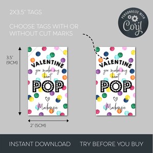 Valentine's Day Pop It Gift Tag Template, Printable You Make My Heart ...