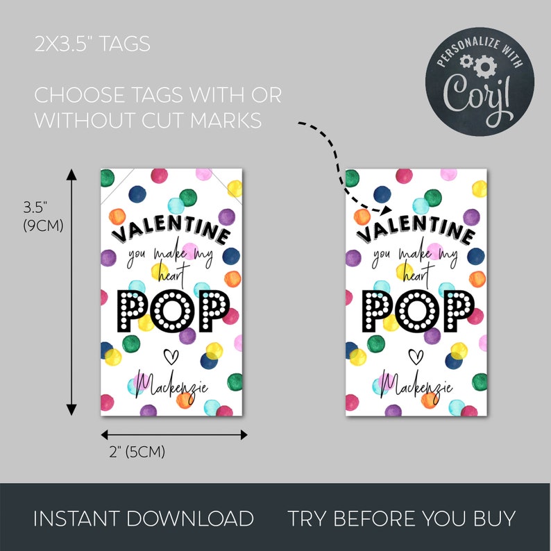 Valentine's Day Pop It Gift Tag Template Printable You - Etsy