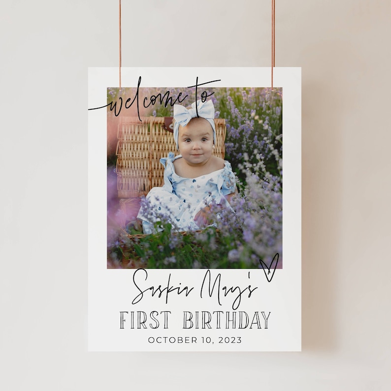 Modern Photo Birthday Welcome Sign Template Printable Minimal - Etsy