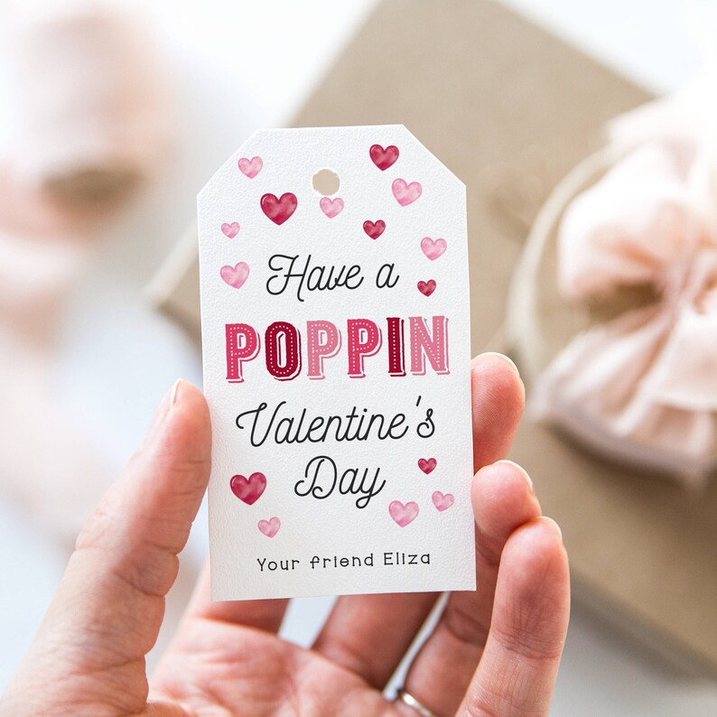 Popcorn Valentine Gift Tag Template Printable Have a Poppin - Etsy
