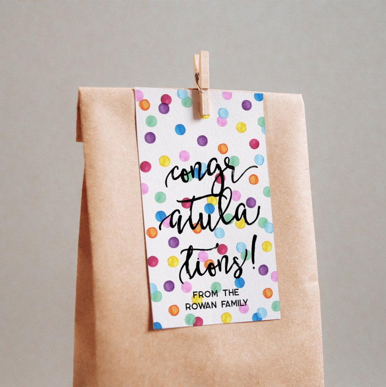 Printable Congratulations Gift Tag Template, Editable Watercolor ...