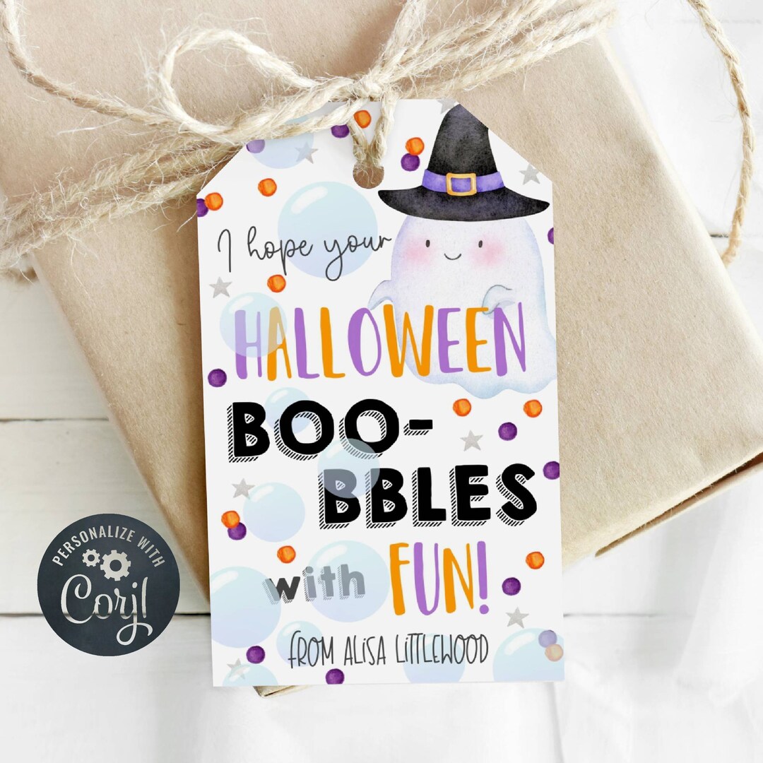 Halloween Bubbles Gift Tag Template, Printable Boo-bbles Favor Tags ...