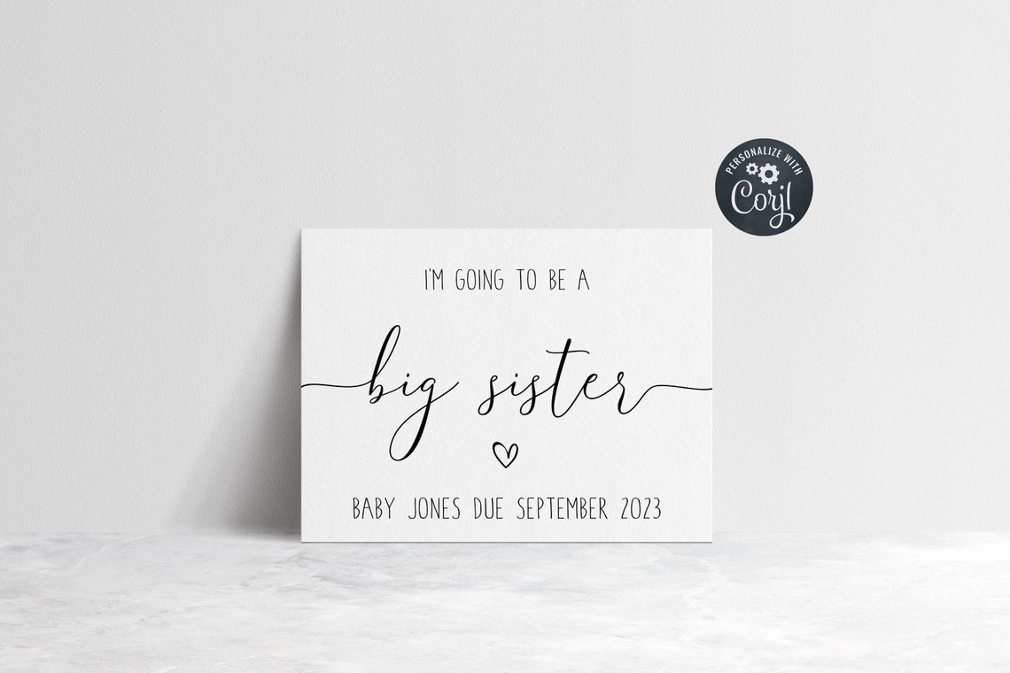 Big Sister Announcement Sign Template Printable Big Sister - Etsy Australia