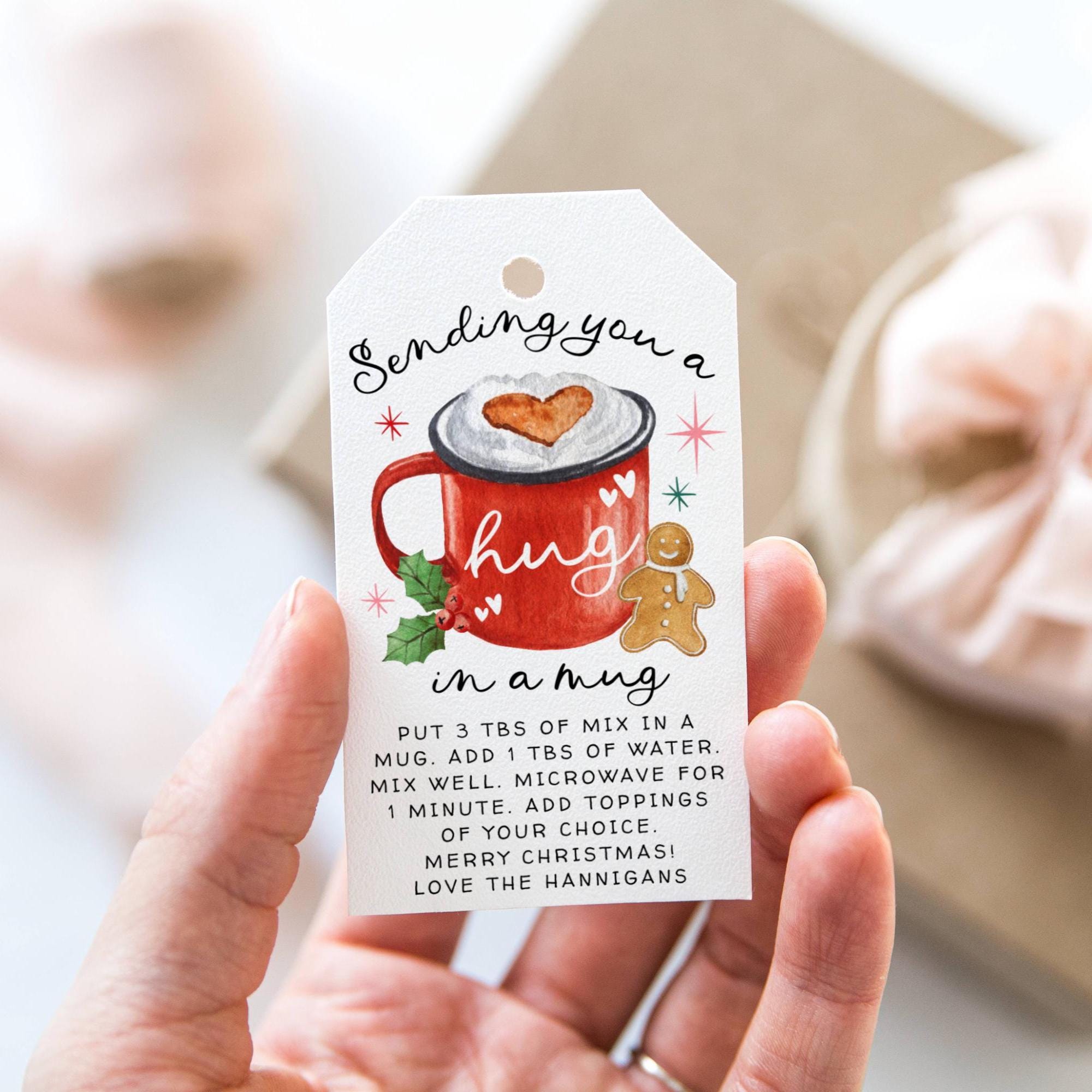 Christmas Hug in A Mug Gift Tag Template, Printable Holiday Mug Cake ...