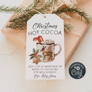Christmas Hot Cocoa Gift Tag Template, Printable Holiday Hot Chocolate ...