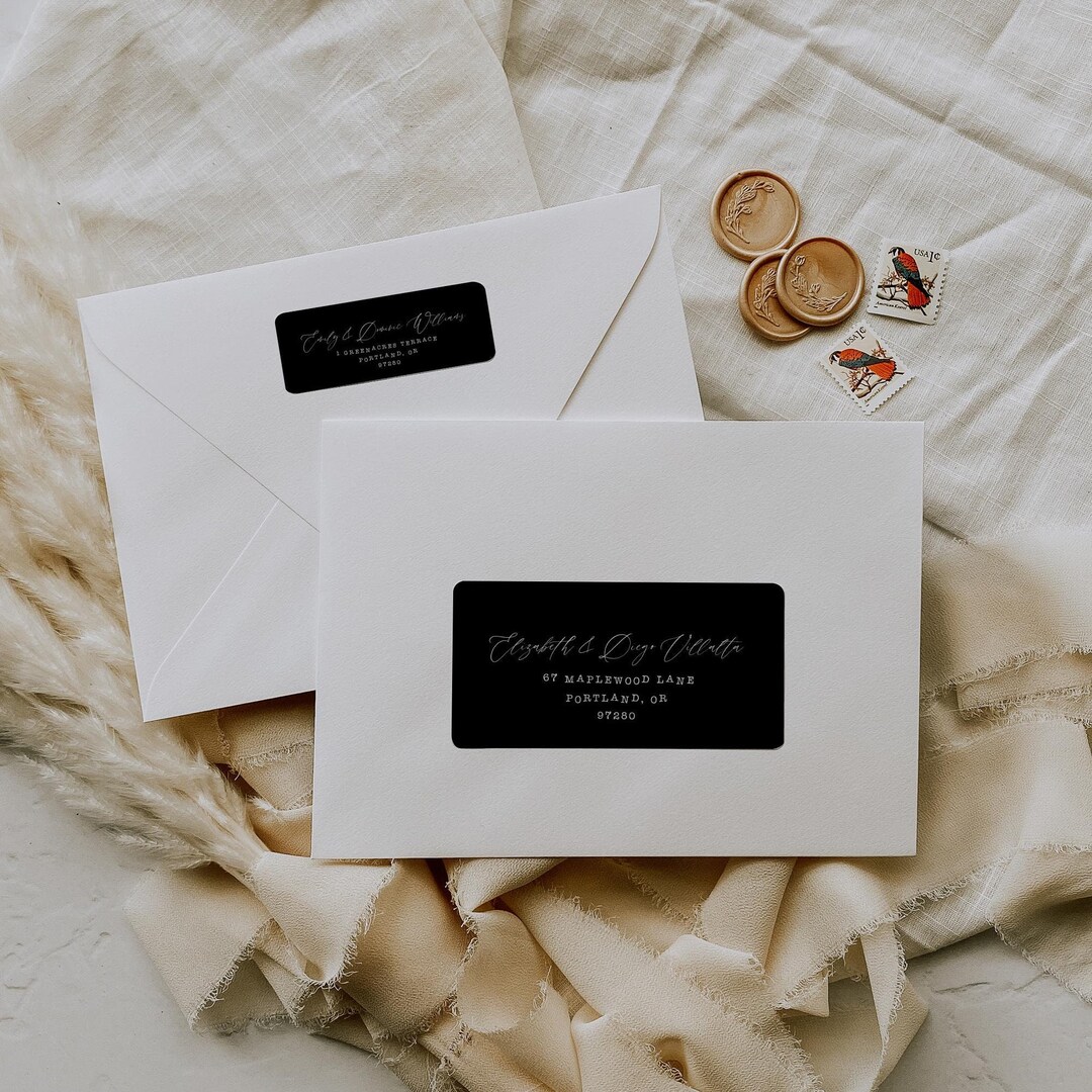 Halloween Gothic Wedding Address Label Template, Printable Black ...