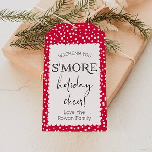 S'mores Christmas Gift Tag Template, Printable Holiday Favor Tag ...