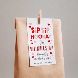 Sip Sip Hooray Valentine's Day Gift Tag Template, Printable Crazy Straw ...