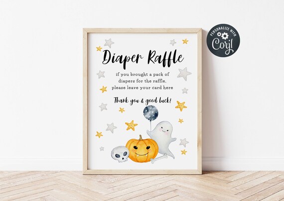 Halloween Baby Shower Diaper Raffle Sign Printable Shower - Etsy