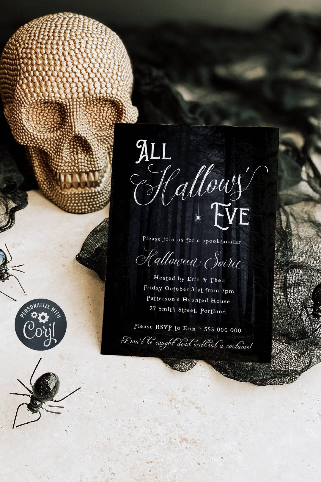 All Hallows' Eve Invitation Template, Printable Elegant Adult Halloween ...