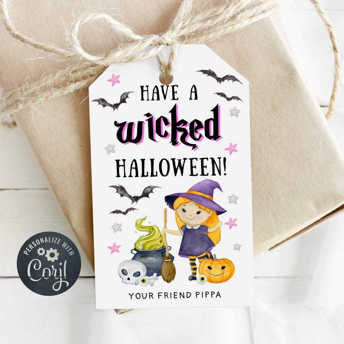 Wicked Halloween Favor Tag Template, Printable Witch Spooky Cauldron ...