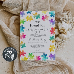 Missing Piece Adoption Announcement Template, Printable Adoption Party ...