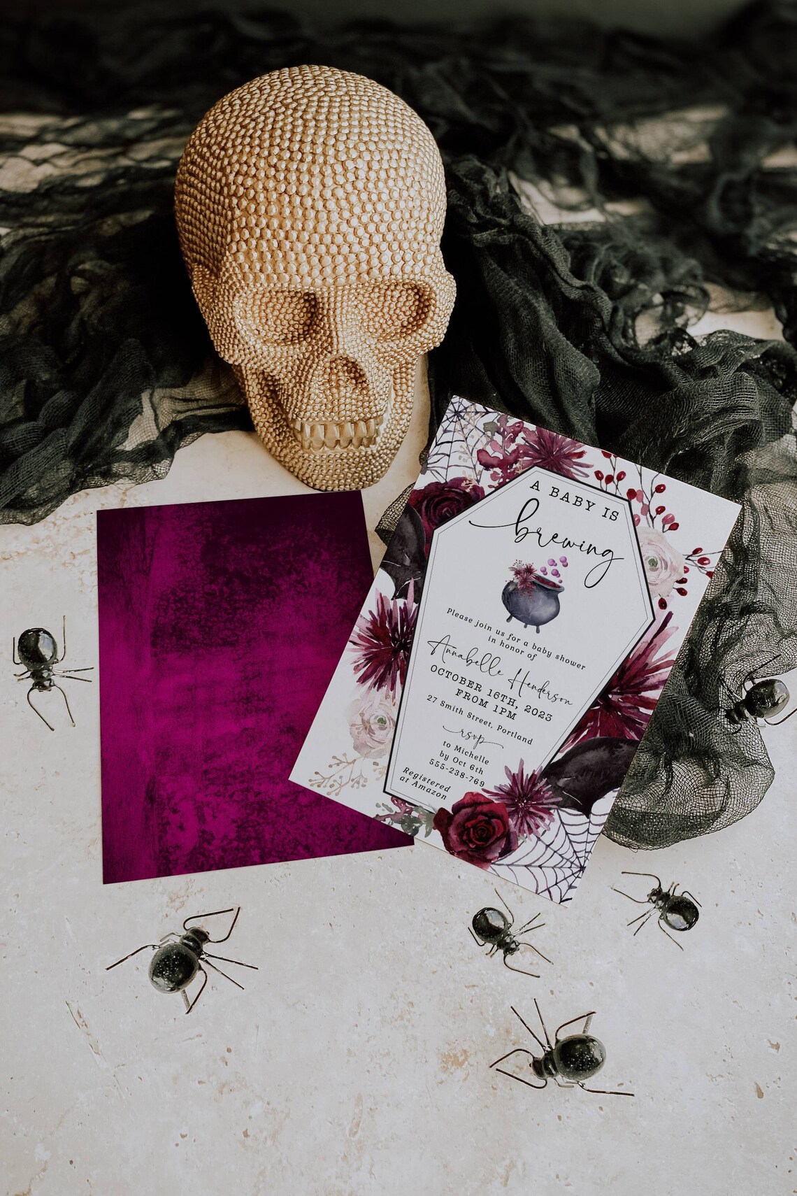 Halloween Baby Shower Invitation Template, Printable A Baby is Brewing ...