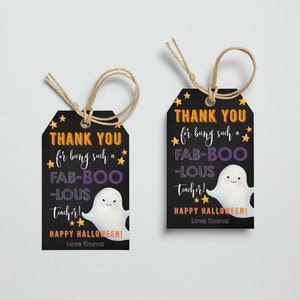 Halloween Teacher Gift Tag Template Printable Fab-boo-lous - Etsy