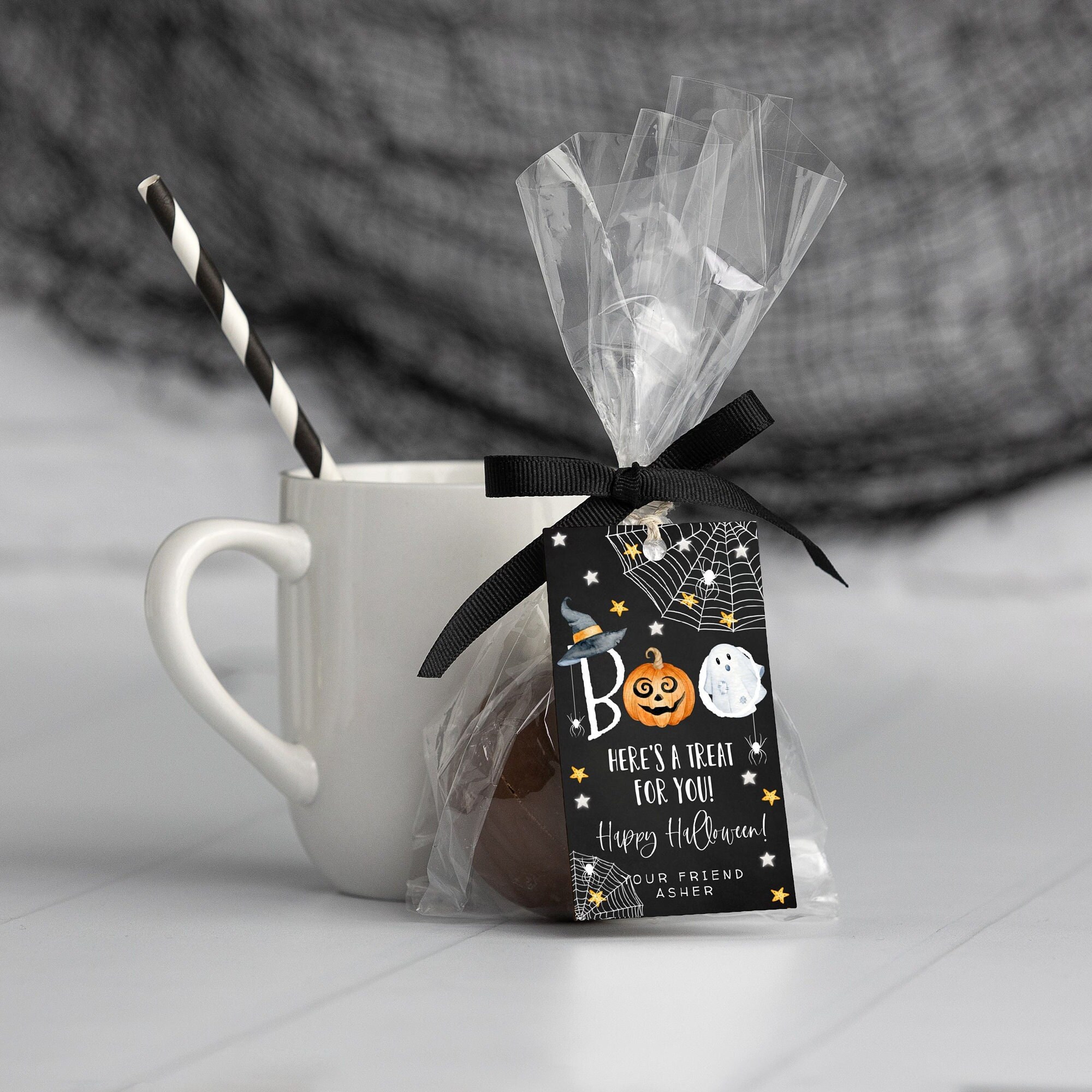 Editable Halloween Favor Tag Template, Printable Boo Gift Tags, Trick ...