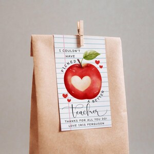 Editable Apple Teacher Appreciation Gift Tag Template, Printable Couldn ...