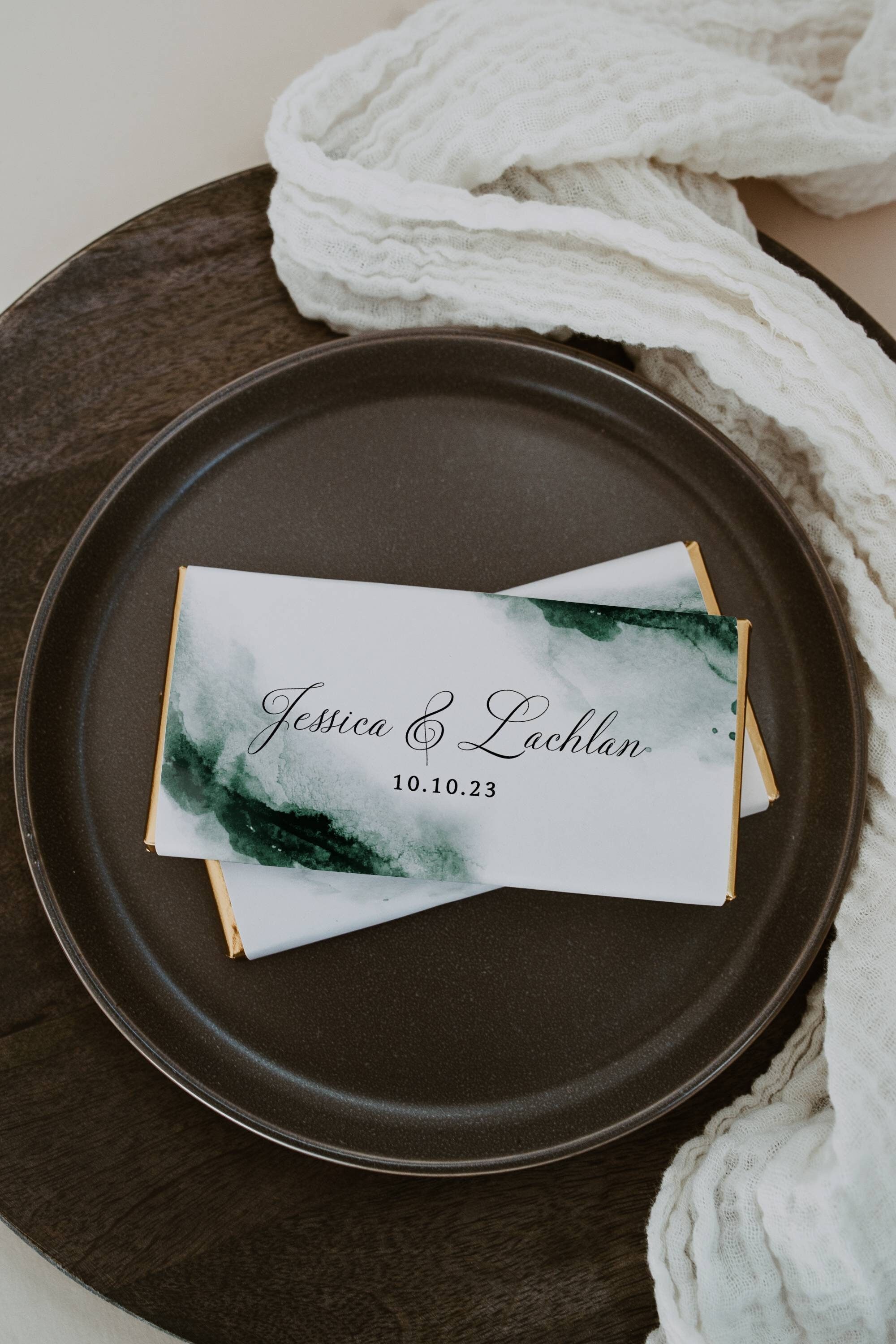 Emerald Green Watercolor Chocolate Bar Wrapper Template | Etsy