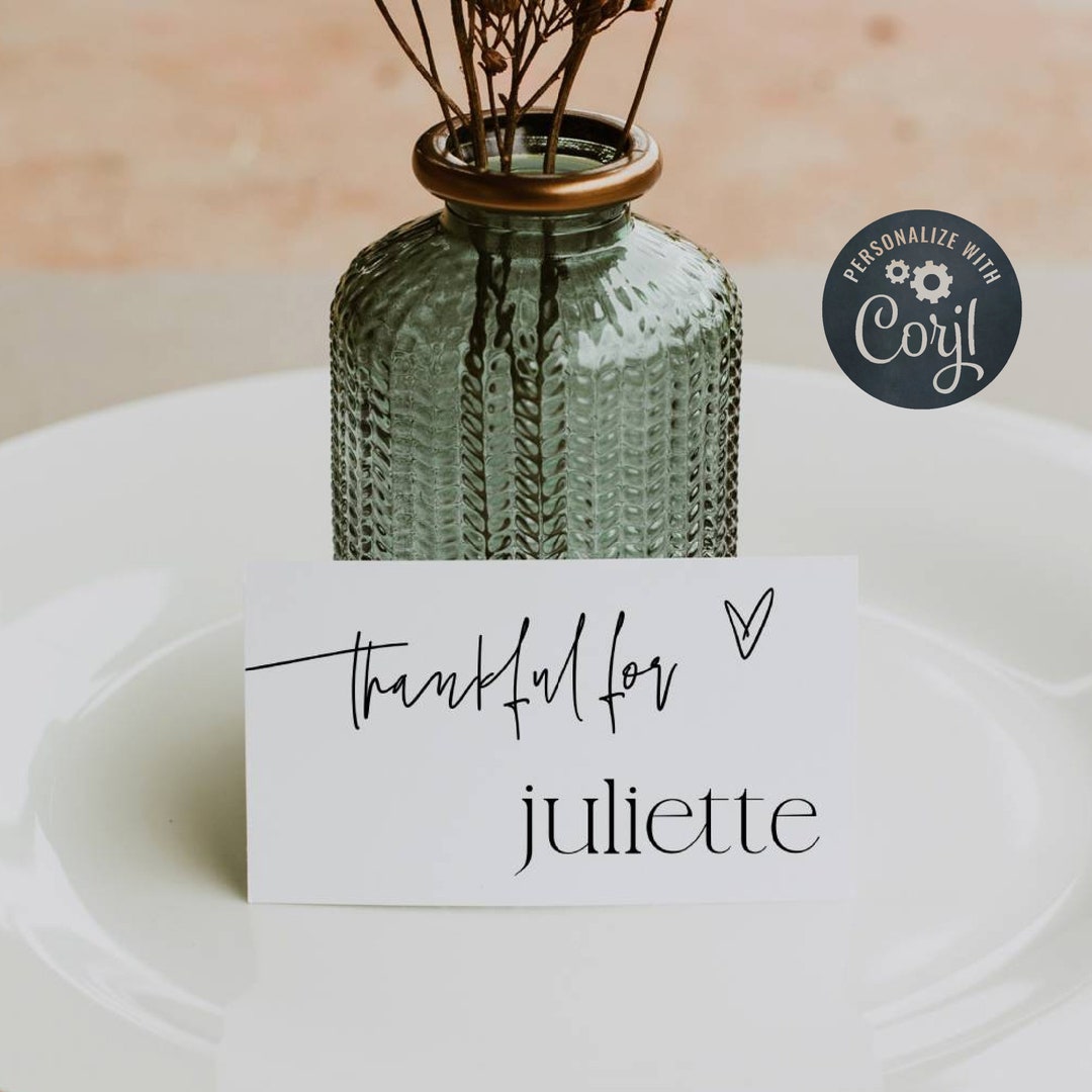 Minimal Thanksgiving Place Card Template, Printable Modern ...