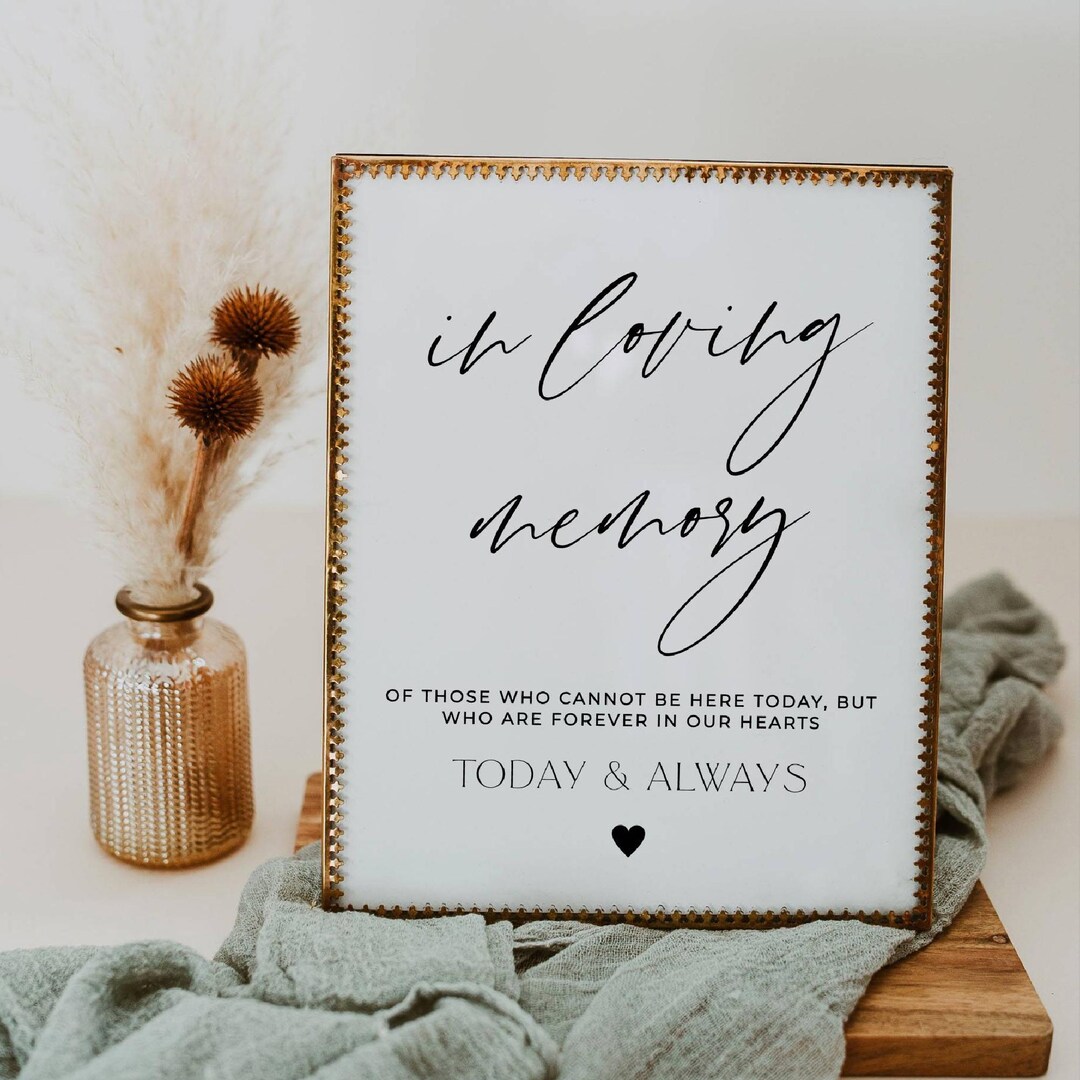 In Loving Memory Sign Template, Printable Wedding Memorial Sign ...