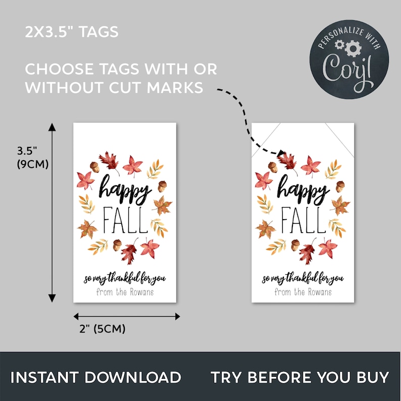 Happy Fall Gift Tag Template Printable Hello Fall Gift Tag - Etsy