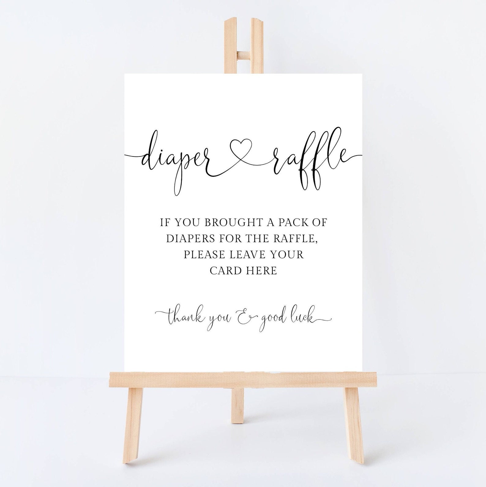 Modern Heart Diaper Raffle Sign Template, Printable Baby Shower Sign ...
