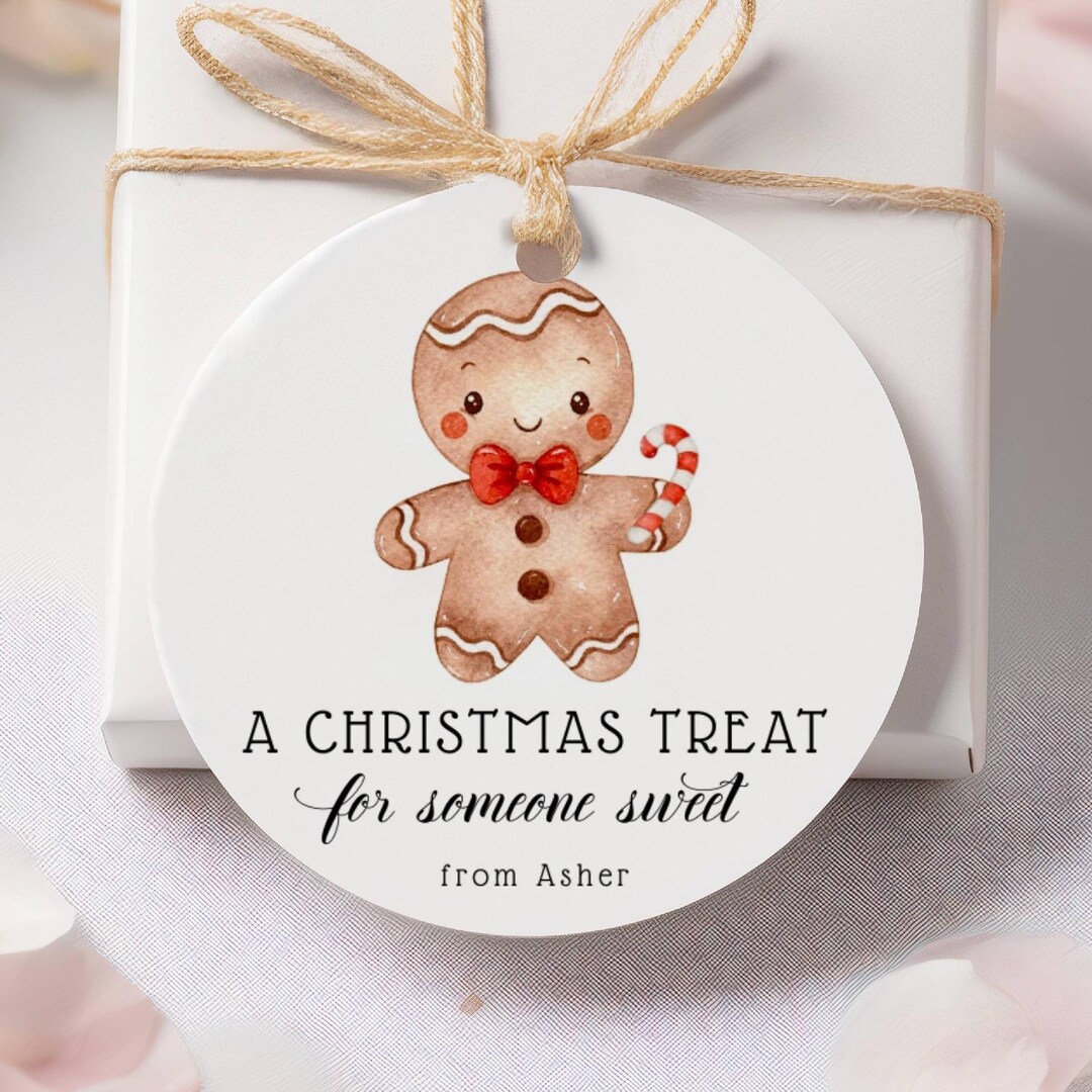 Round Christmas Gingerbread Man Gift Tag Template, Printable Christmas ...