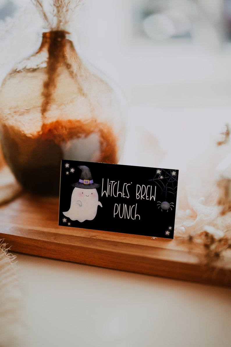 Halloween Ghost Food Label Template Printable Buffet Tent - Etsy