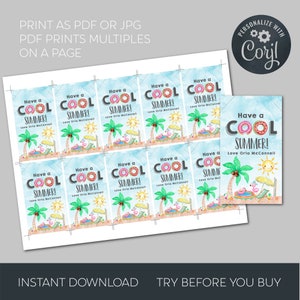 Have A Cool Summer Gift Tag Template, Printable End of School Favor Tag ...