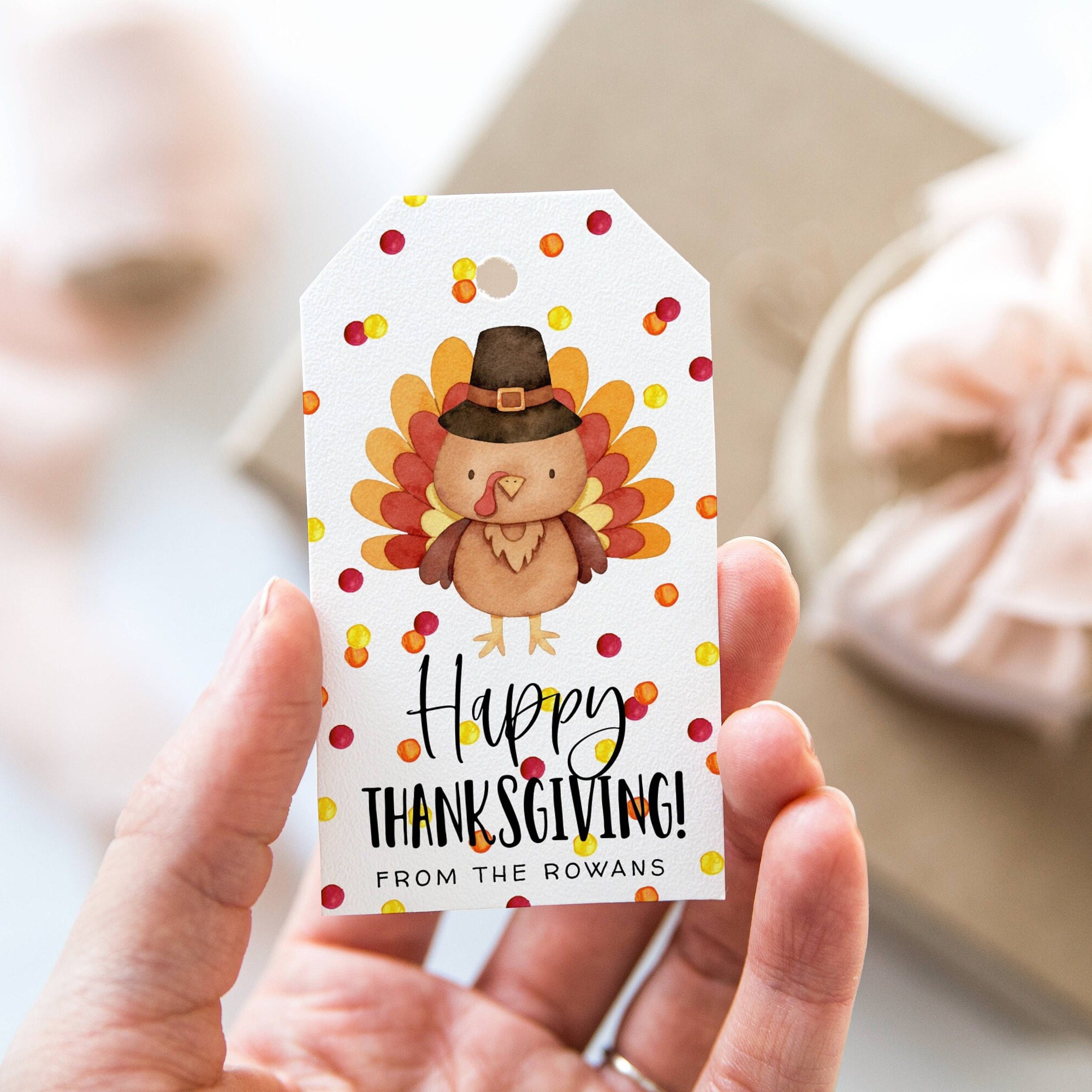 Editable Happy Thanksgiving Gift Tag Template, Cute Turkey Favor Tag ...