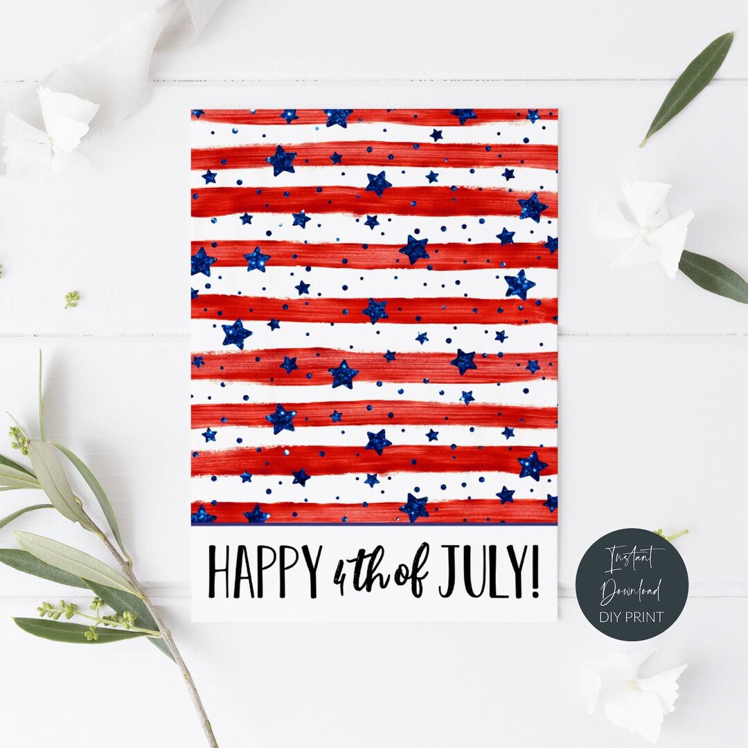 Printable 4th of July Mini Cookie Card, Stars and Stripes Cookie Card ...
