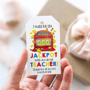 Jackpot Teacher Appreciation Gift Tag Template, Printable Teacher Thank ...