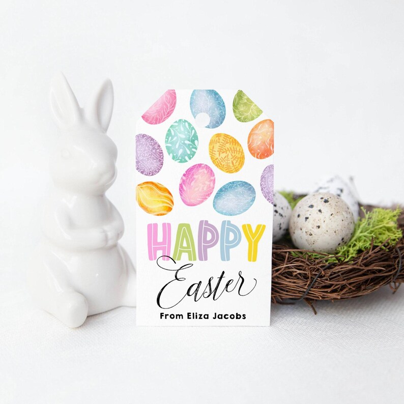 Happy Easter Gift Tag Template, Printable Easter Eggs Favor Tags ...