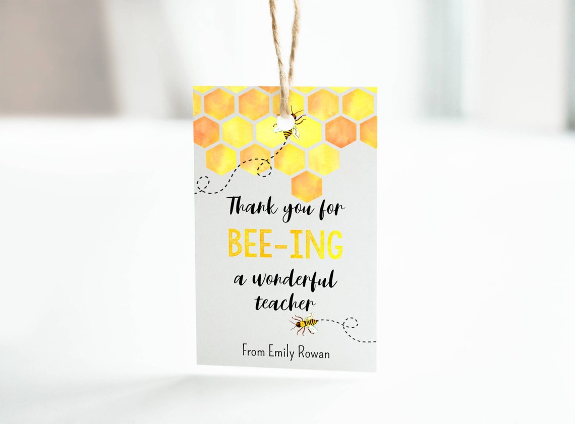 Printable Teacher Appreciation Gift Tag Thank You For Bee-ing | Etsy