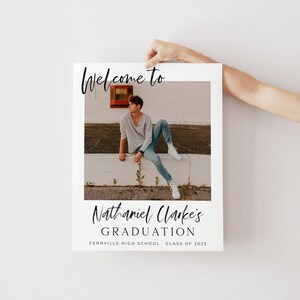 Modern Graduation Photo Welcome Sign Template, Printable Minimalist ...