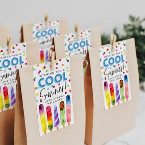Ice Pops Gift Tag Template, Printable End of School Favor Tag, Editable ...