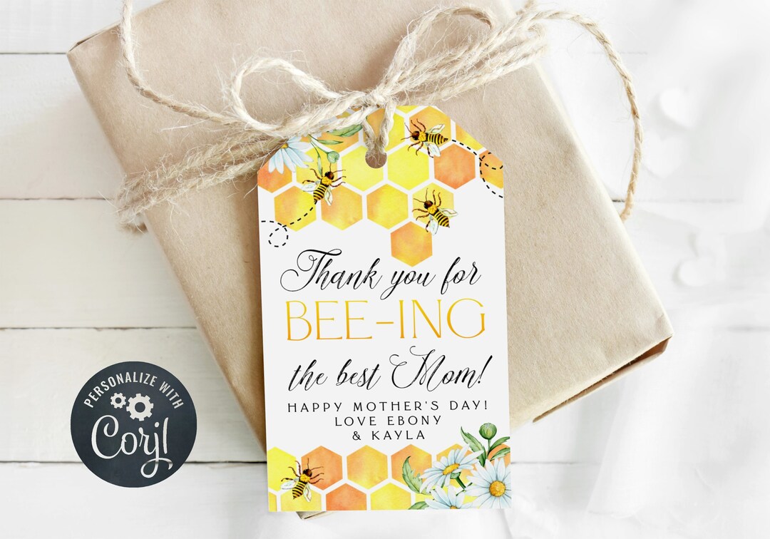 Mother's Day Honey Bee Gift Tag Template Printable - Etsy