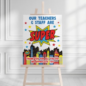 Superhero Teacher Appreciation Poster Template, Printable Our Teachers ...