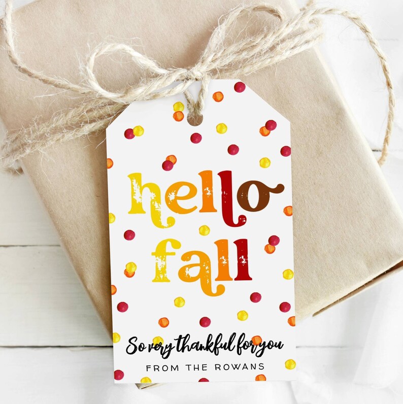 Hello Fall Gift Tag Template Printable Happy Fall Favor Tag - Etsy