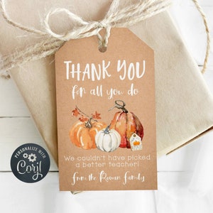 Printable Thanksgiving Teacher Tag Template, Fall Teacher Appreciation ...