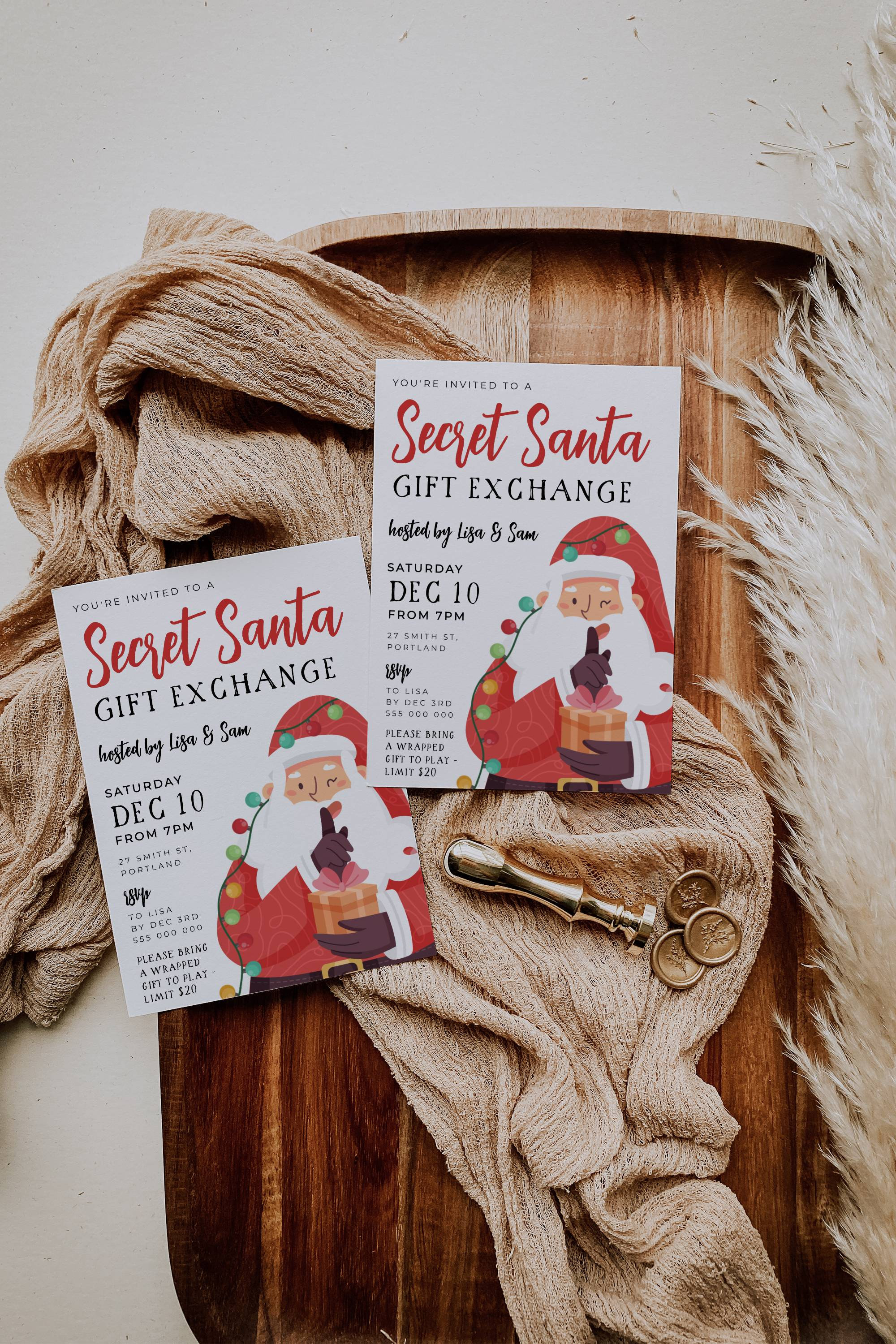 Christmas Secret Santa Invitation Template Printable Gift - Etsy