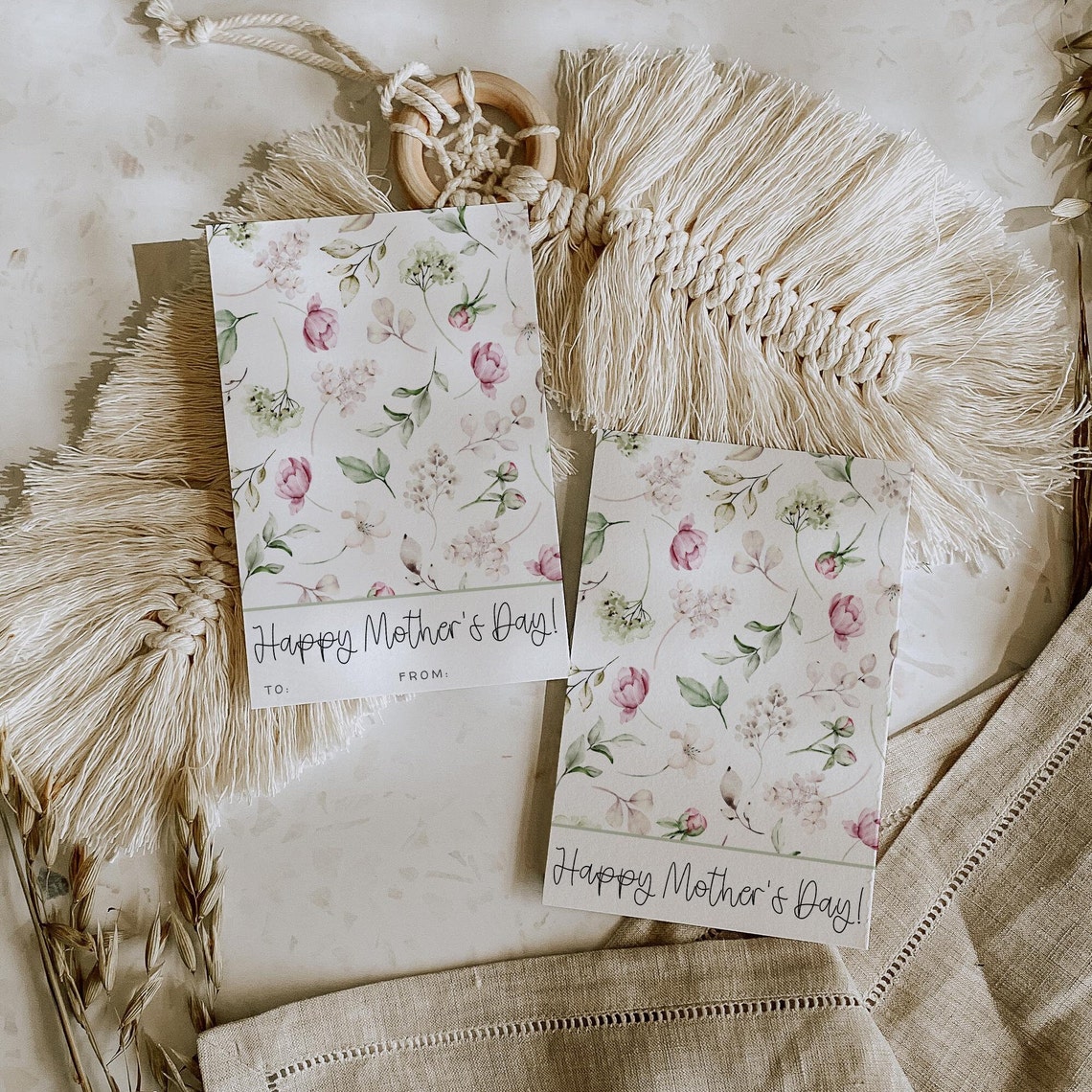 Printable Mother's Day Mini Cookie Card, Floral Peonies Cookie Card ...
