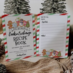 Holiday Cookie Exchange Recipe Card Template, Printable Christmas ...