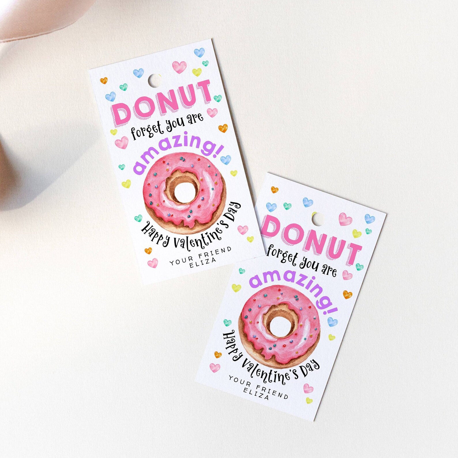 Donut Valentine's Day Gift Tag Template Printable Donut - Etsy