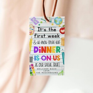 Dinner is on Us Teacher Appreciation Gift Tag Template, Printable First ...