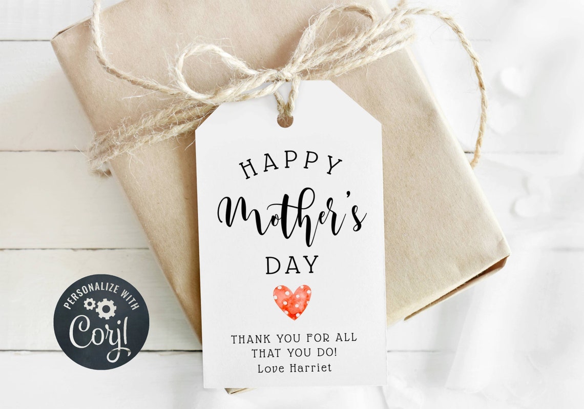 Minimalist Mother's Day Gift Tag Template Printable - Etsy