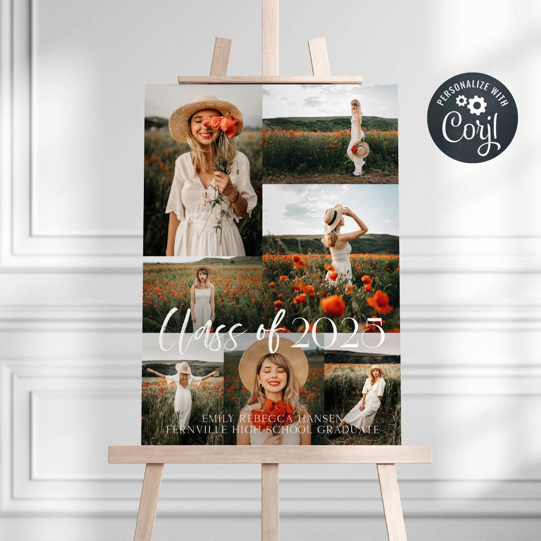 Graduation Photo Collage Template, Printable Class of 2025 Graduate ...