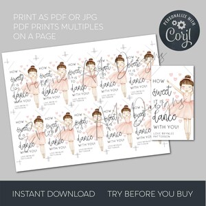 Dance Class Gift Tag Template, Printable How Sweet It is to Dance With ...